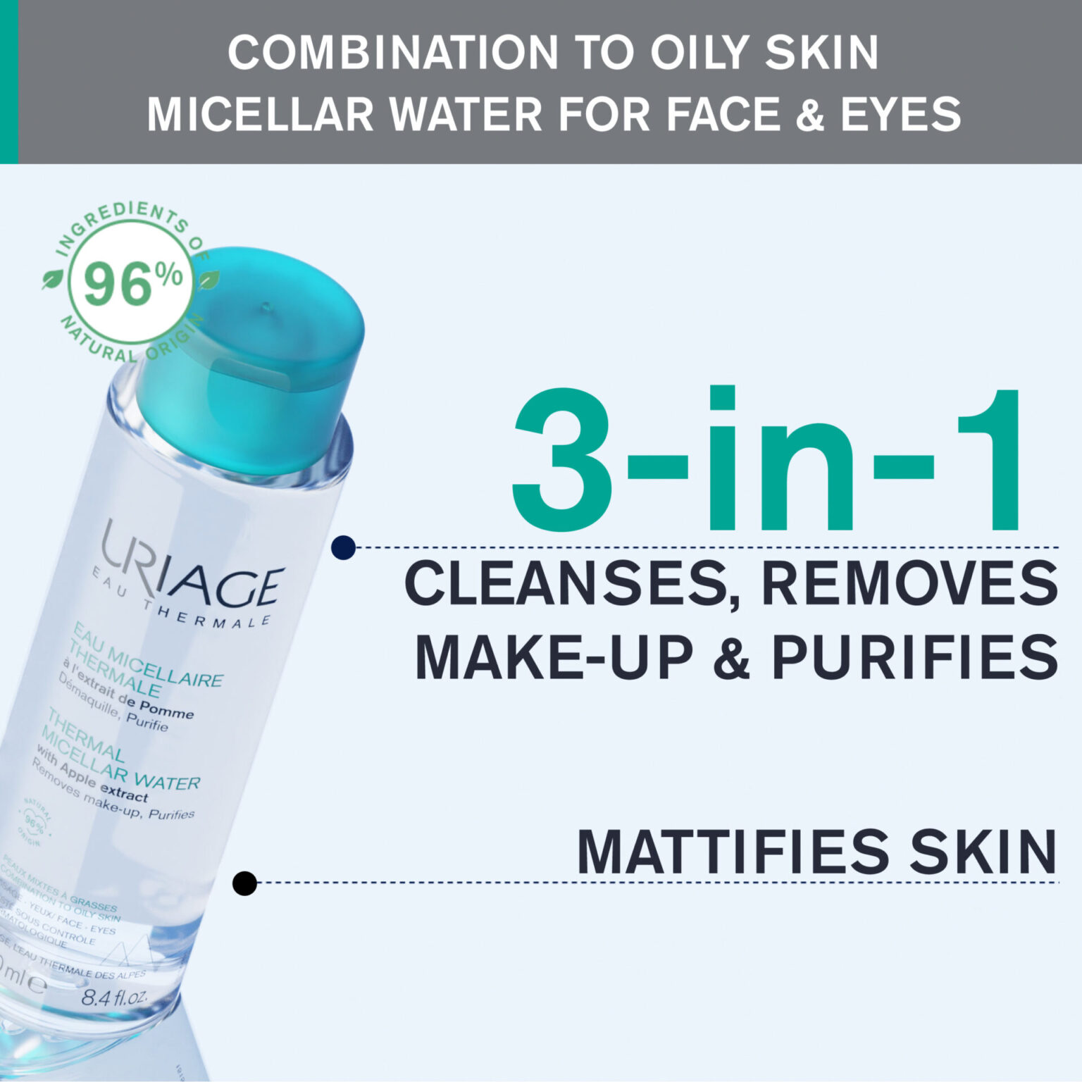 Uriage Thermal Micellar Water Combination to Oily Skin